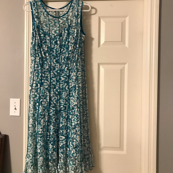Dresses | Teal Shell Under Flowered Overly Dress | Poshmark
